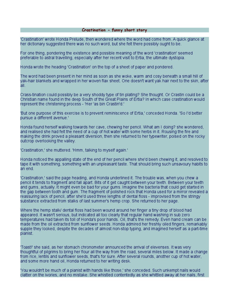 Crastination - Funny Short Story | PDF
