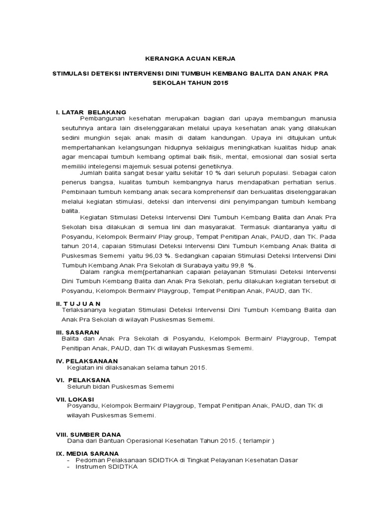 KAK DDTK Balita Dan Apras | PDF