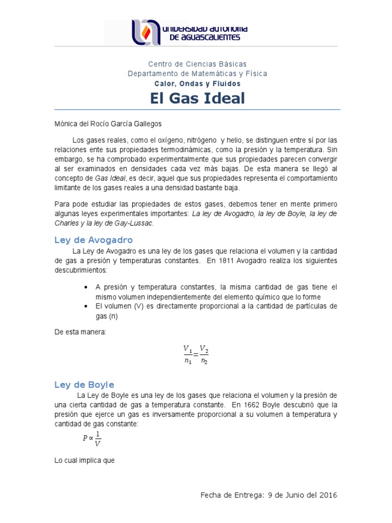 Características básicas de un Gas Ideal | PDF | Gases | Presión