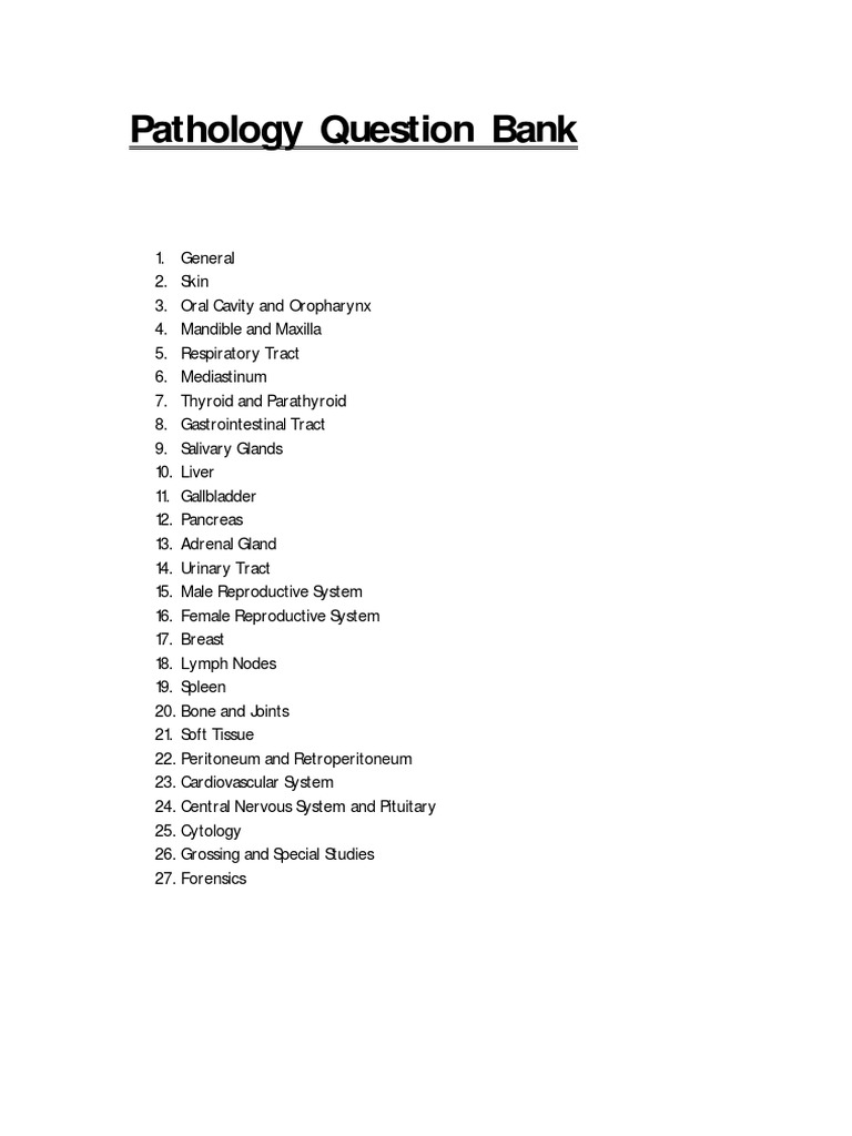 Pathology Question Bank Overview | PDF | Carcinoma | Cancer