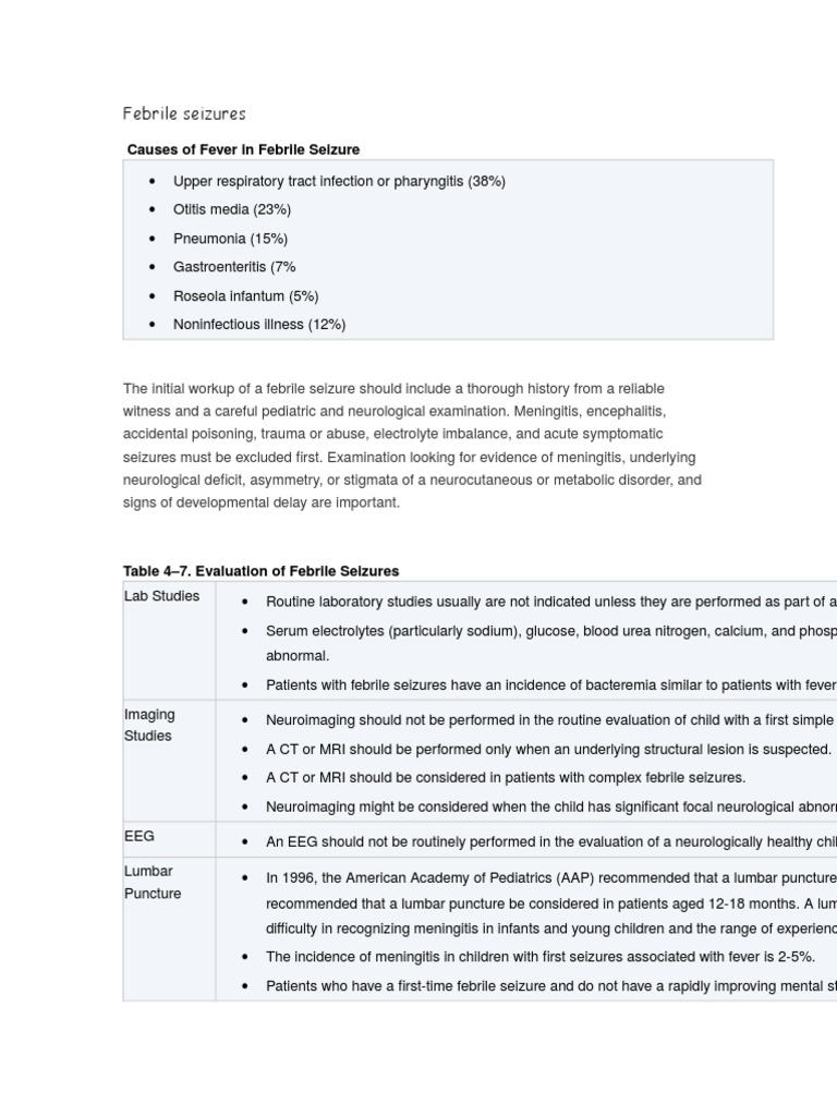 Febrile Seizures: Causes of Fever in Febrile Seizure | PDF | Self ...