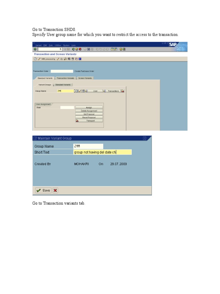 SHD0 - Transaction VAriant in SAP | PDF | Button (Computing) | Software