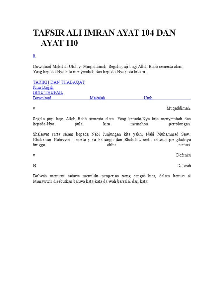 Tafsir Ali Imran Ayat 104 Dan Ayat 110 | PDF | Agama & Spiritualitas