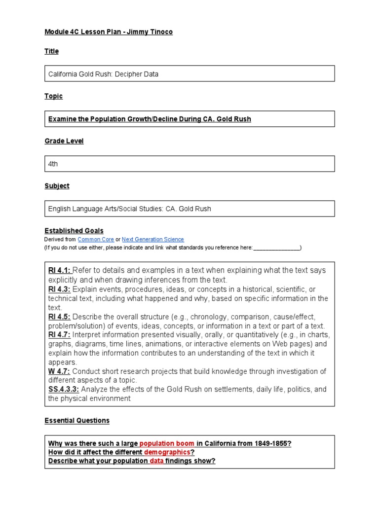 California Gold Rush: Decipher Data: Common Core Next Generation ...