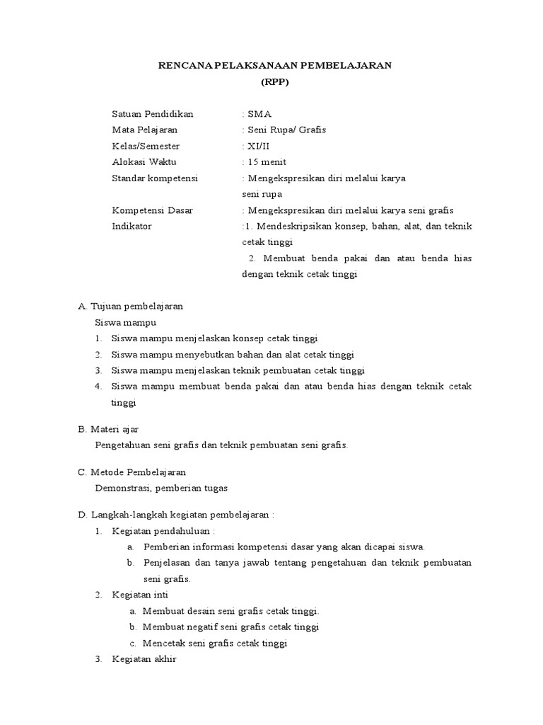 RPP Seni Rupa Grafis | PDF