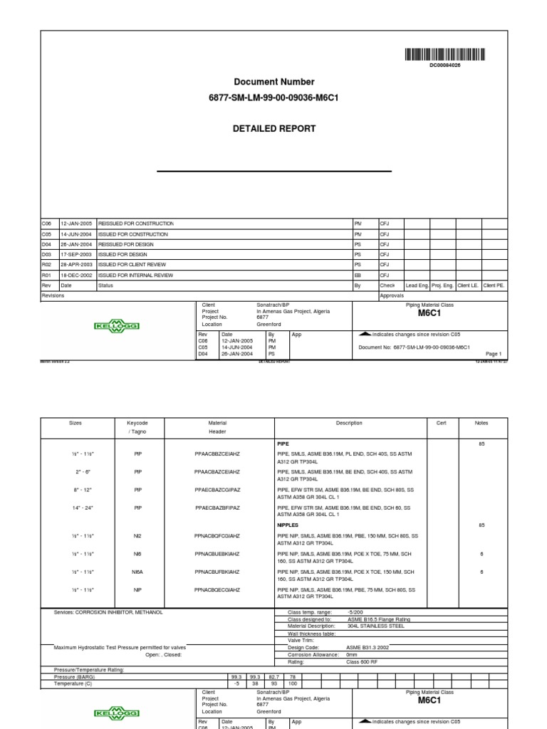 Class M6C1 | PDF | Pipe (Fluid Conveyance) | Gas Technologies