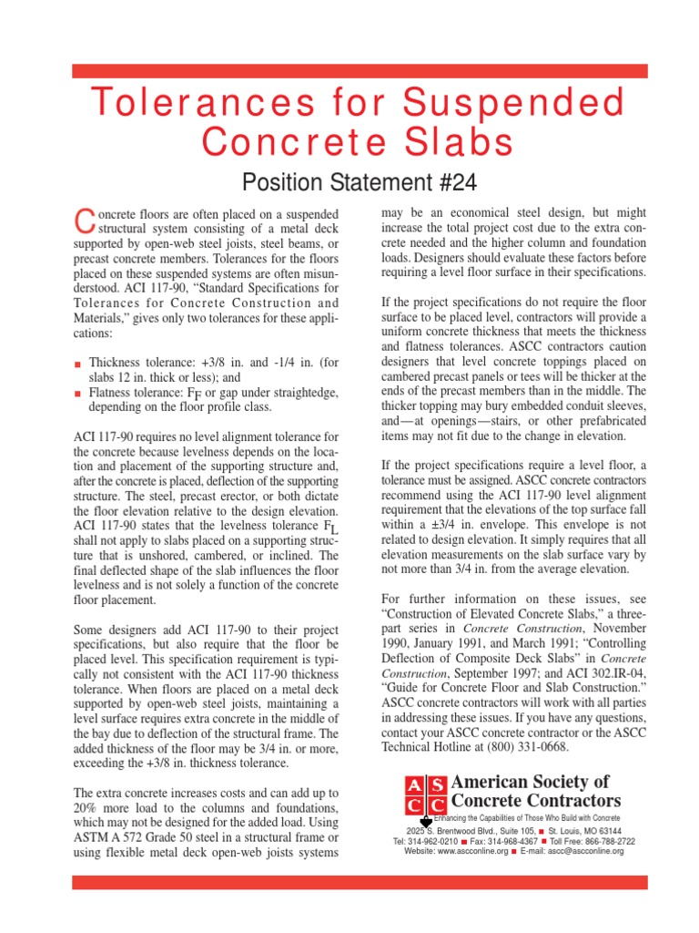 Slab Tolerance | PDF | Concrete | Precast Concrete