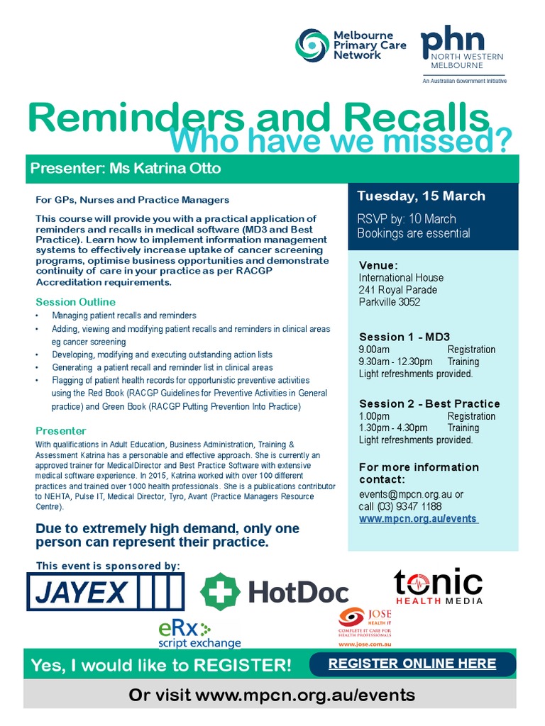 15 March Reminders and Recalls | PDF
