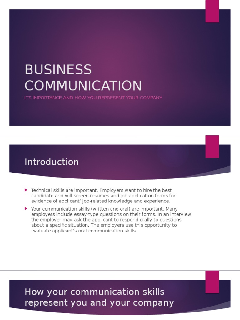 Business Communication: Its Importance and How You Represent Your Company | PDF | Defamation ...