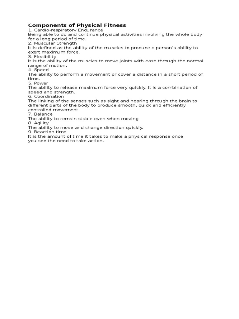 Components of Physical Fitness | PDF