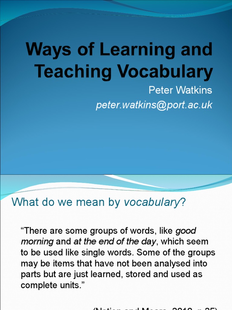 Peter Watkins | PDF | Vocabulary | Language Education