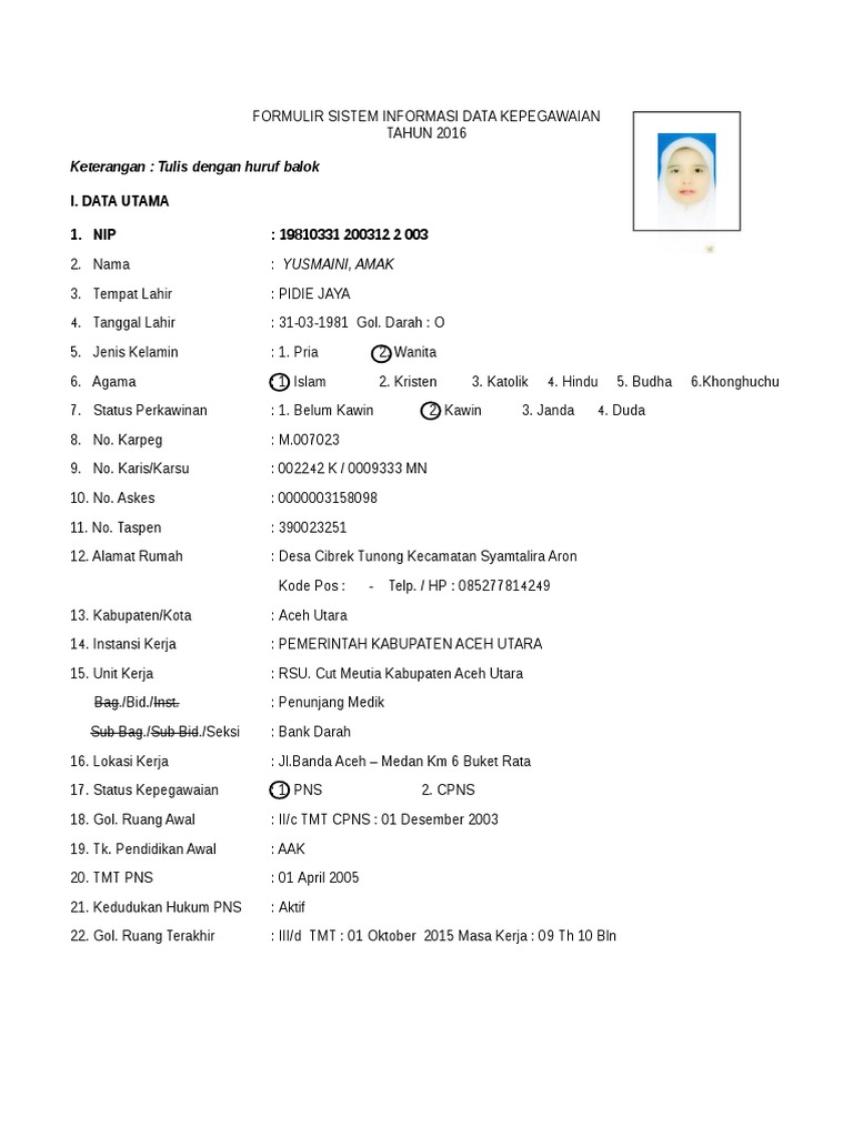 Biodata PNS | PDF