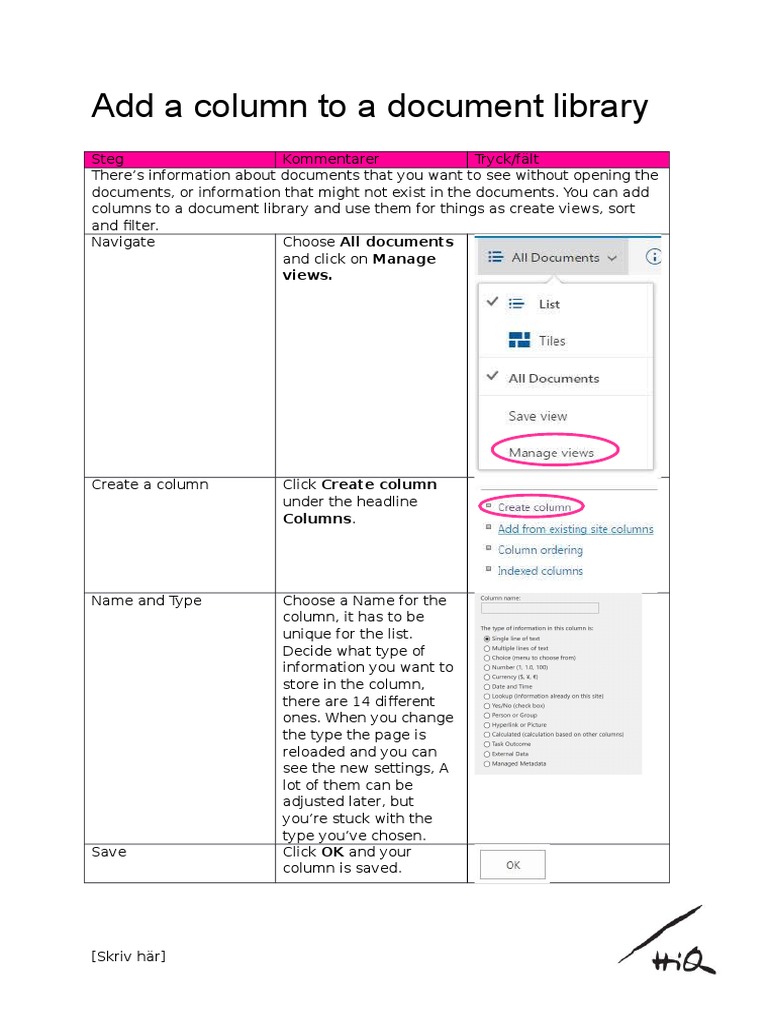 How to Add Columns in Document Library | PDF