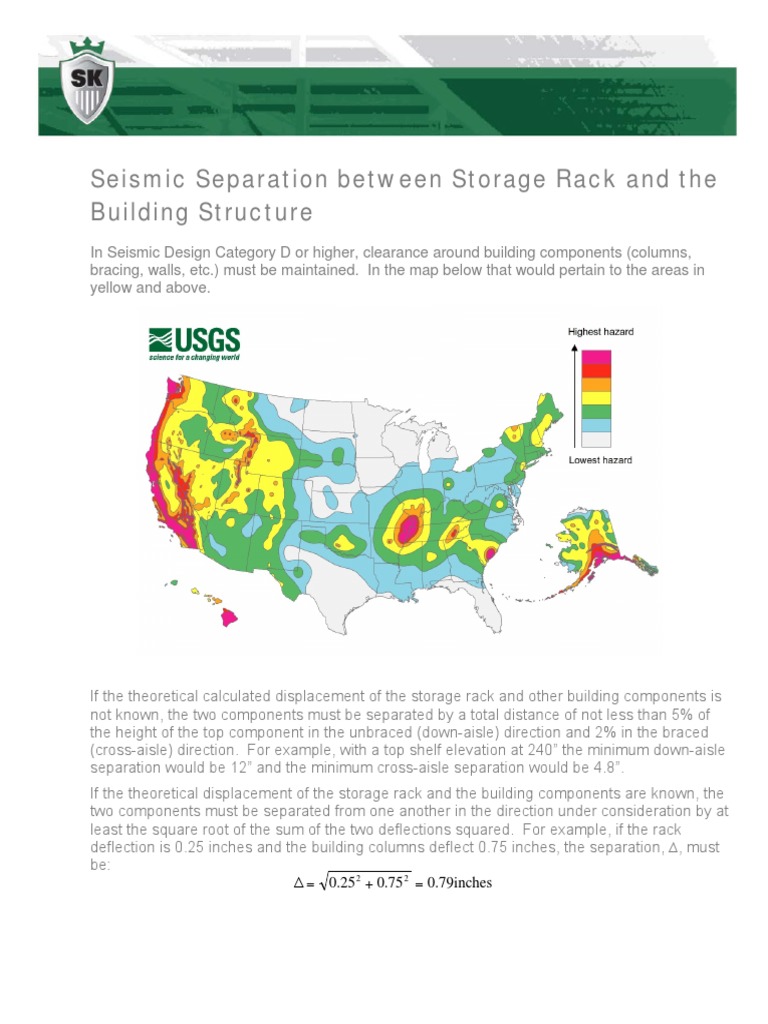 Seismic Separation Between Storage Rack and The Building Structure | PDF