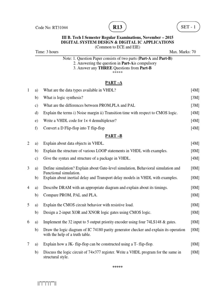 Digital System Design Exam Paper | PDF | Logic Gate | Vhdl