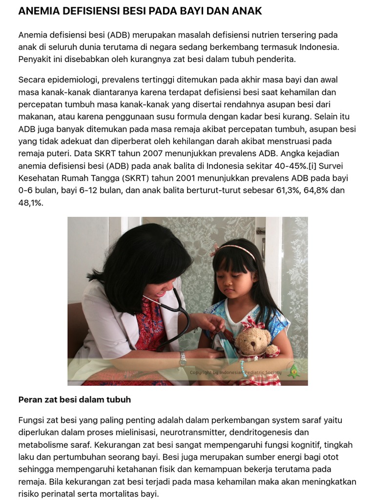 Idai - Anemia Defisiensi Besi Pada Bayi Dan Anak | PDF