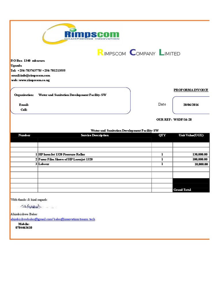 Proforma | PDF | Business | Finance & Money Management