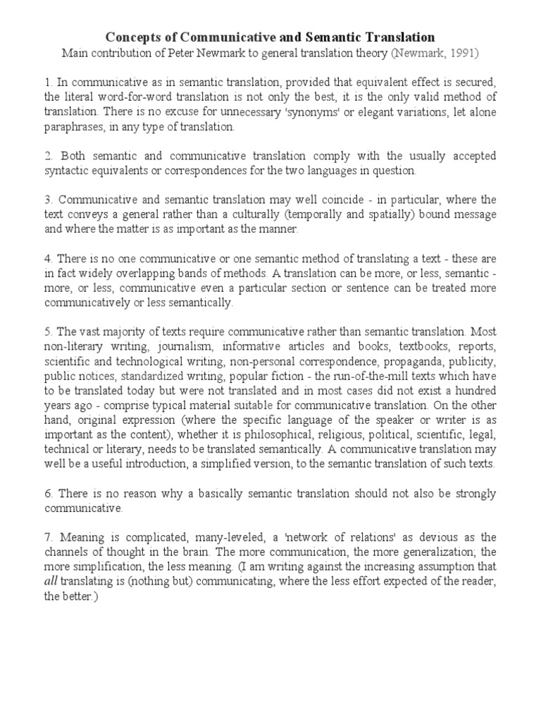 Communicative vs Semantic Translation | PDF | Translations | Semantics