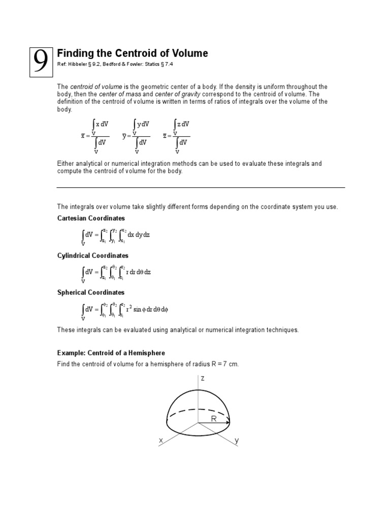 Centroid of Volume Calculation Guide | PDF