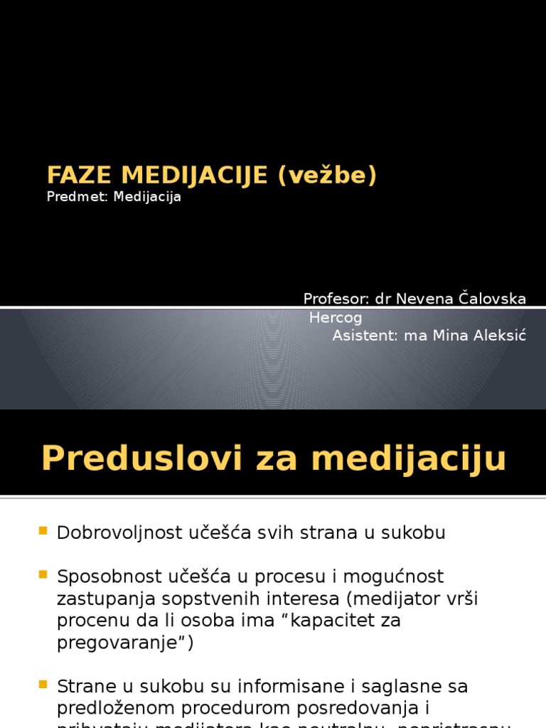 Faze Medijacije - Vezbe 1 | PDF