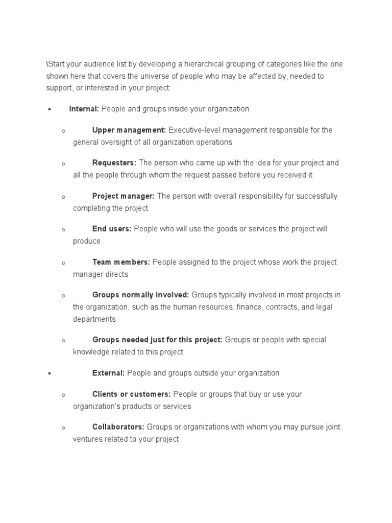 Audience List (Grantt Chart) | PDF | Accountability | Leadership