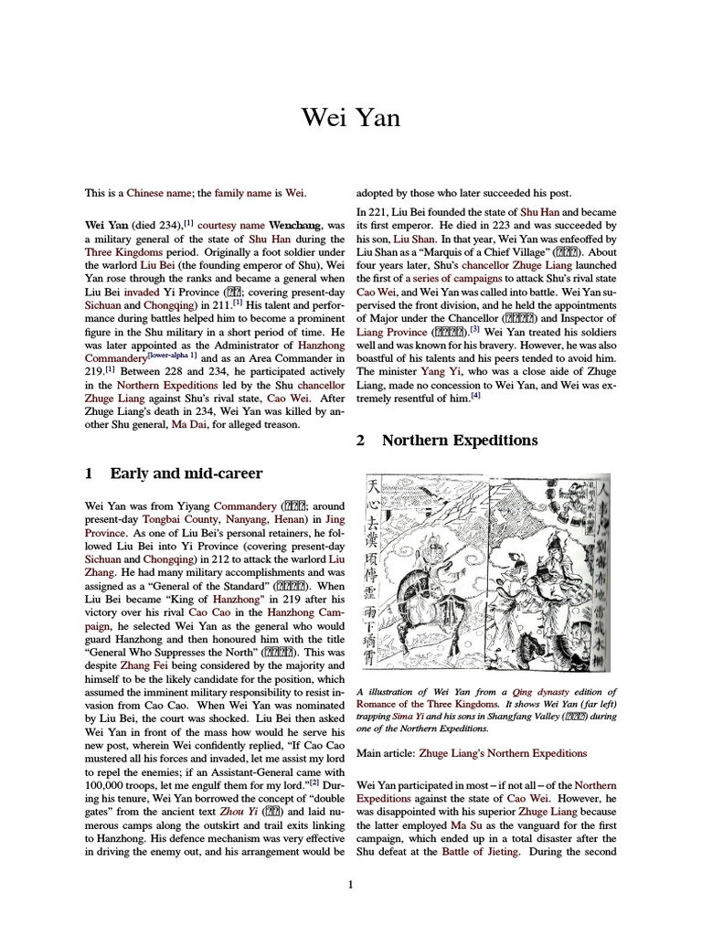 Wei Yan | PDF | Three Kingdoms | Asian Royal Families