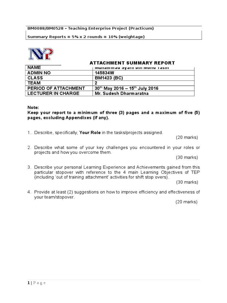 Nanyang Polytechnic TEP Final Report | PDF | Business Process | Retail