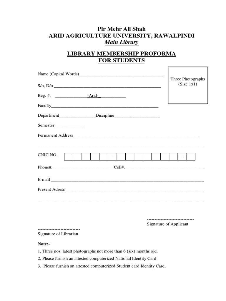Library Membership Form | PDF | Career & Growth