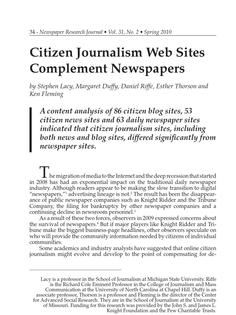 Newspaper Research Journal Study | PDF | Newspapers | News