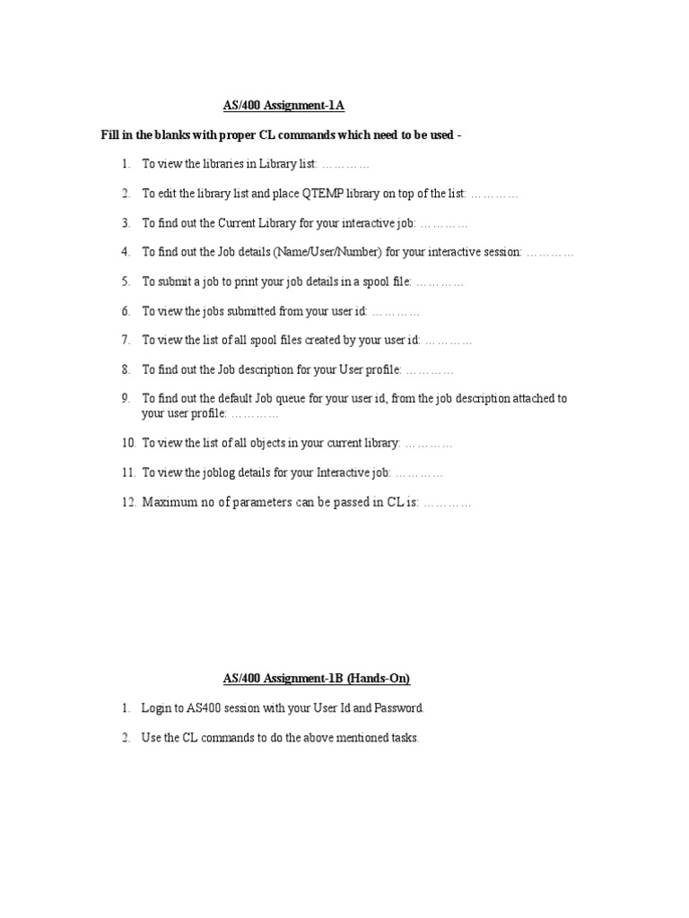 AS400 Assignment CL CMD | PDF