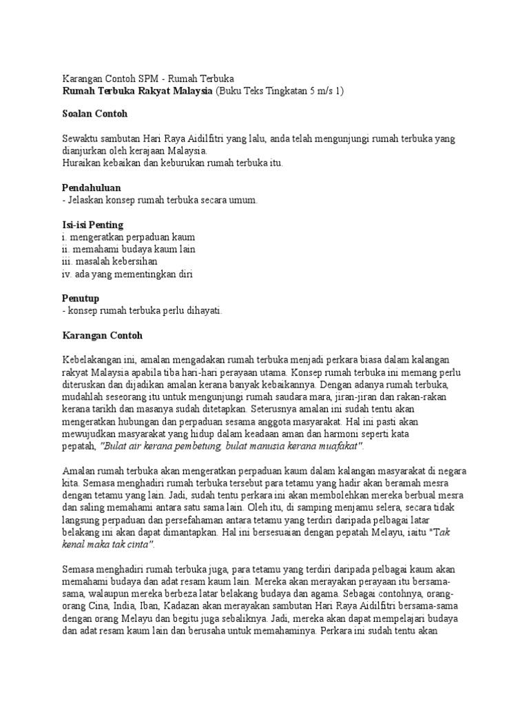 Karangan Contoh SPM | PDF