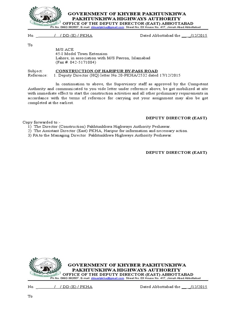 Letter To Consultants For Mobilization at Site | PDF