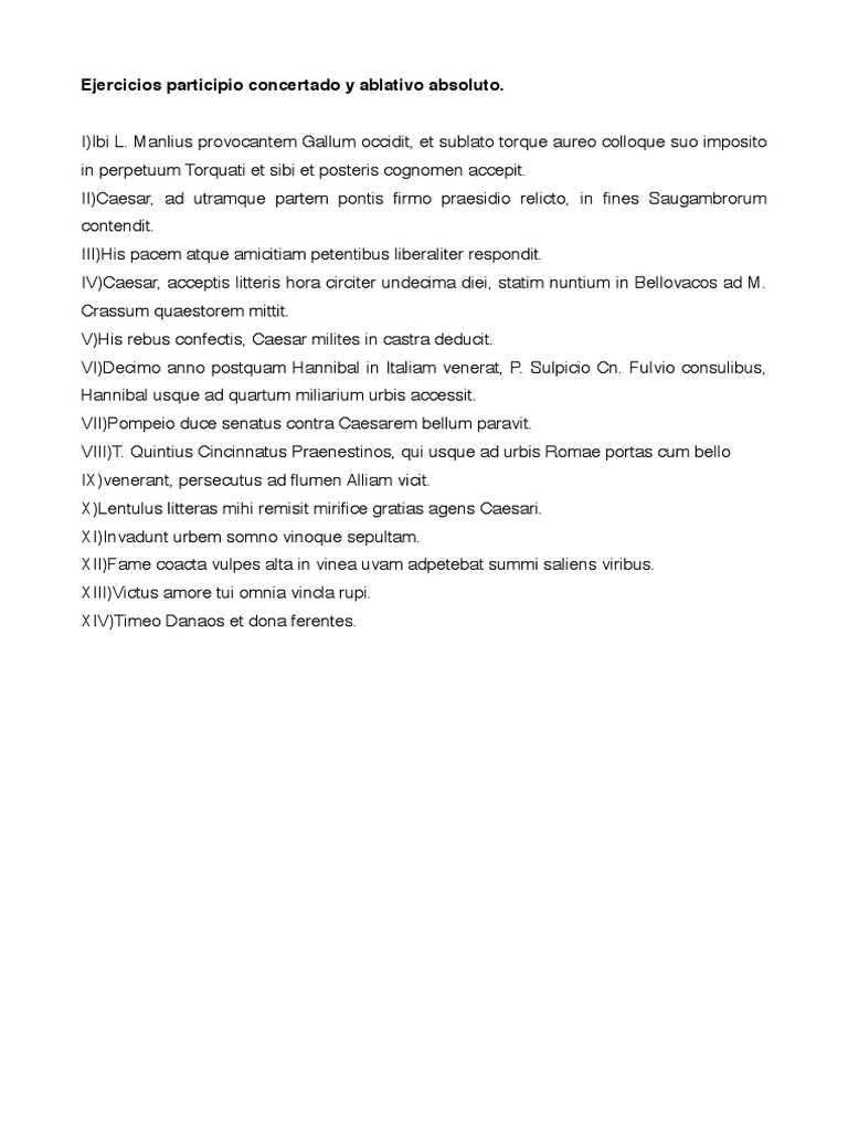 Ejercicios Part. Conc. Abl - Abs | PDF