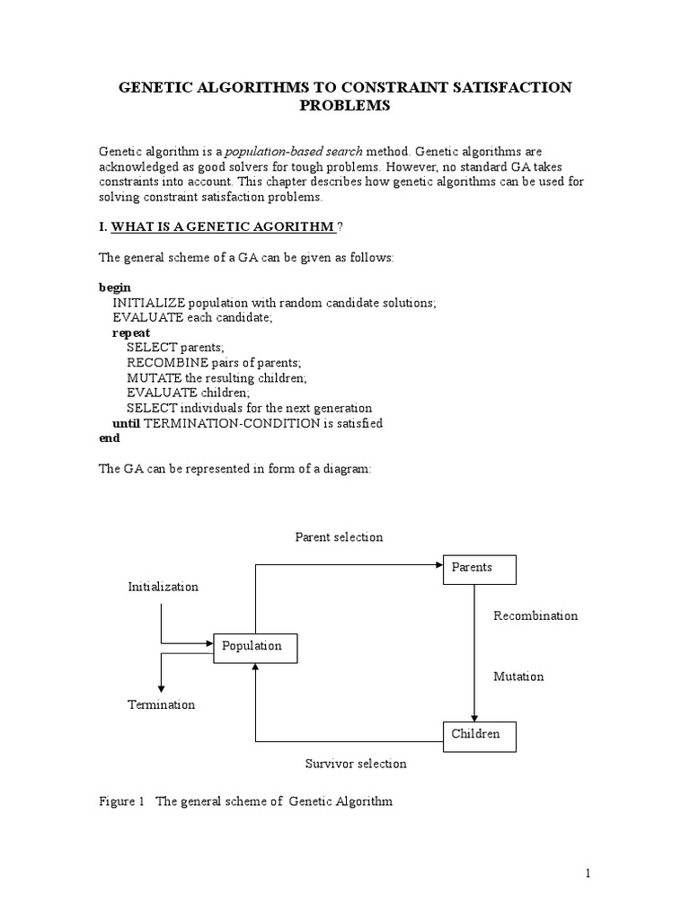 Genetic Algorithms To Constraint Satisfaction Problems I What Is A Genetic Agorithm Pdf