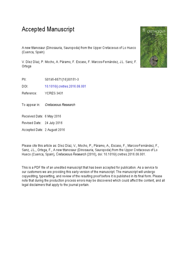 A New Titanosaur (Dinosauria, Sauropoda) From The Upper Cretaceous of ...
