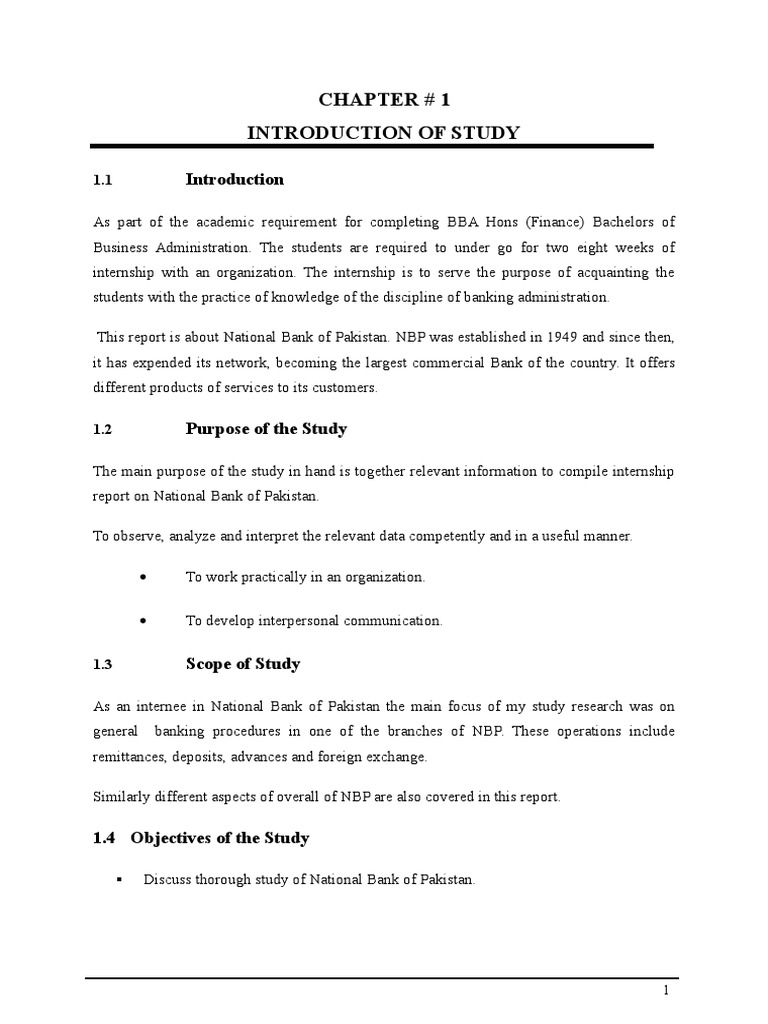 Chapter # 1 Introduction of Study | PDF | Cheque | Negotiable Instrument