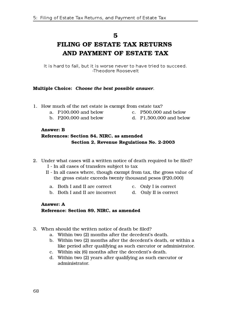 Filing of Estate Returns | PDF | Estate Tax In The United States | Tax ...