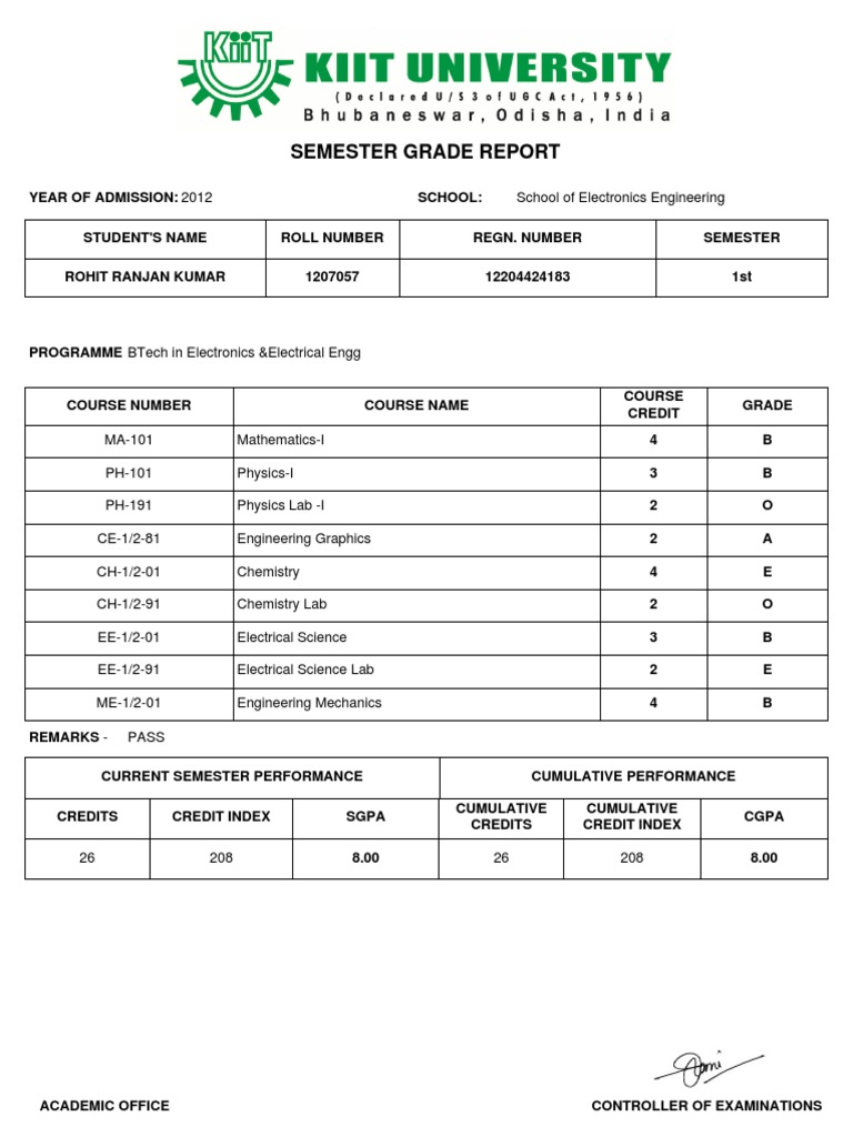 Semester Grade Report | PDF