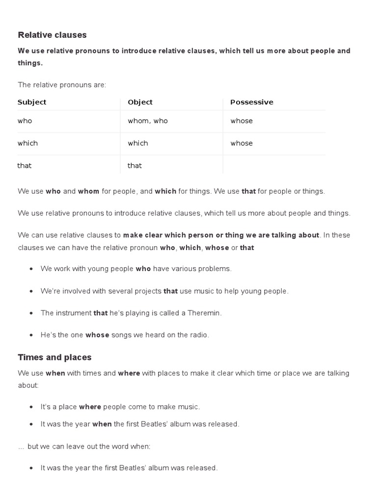 Relative Clauses - Future Learn Text | PDF