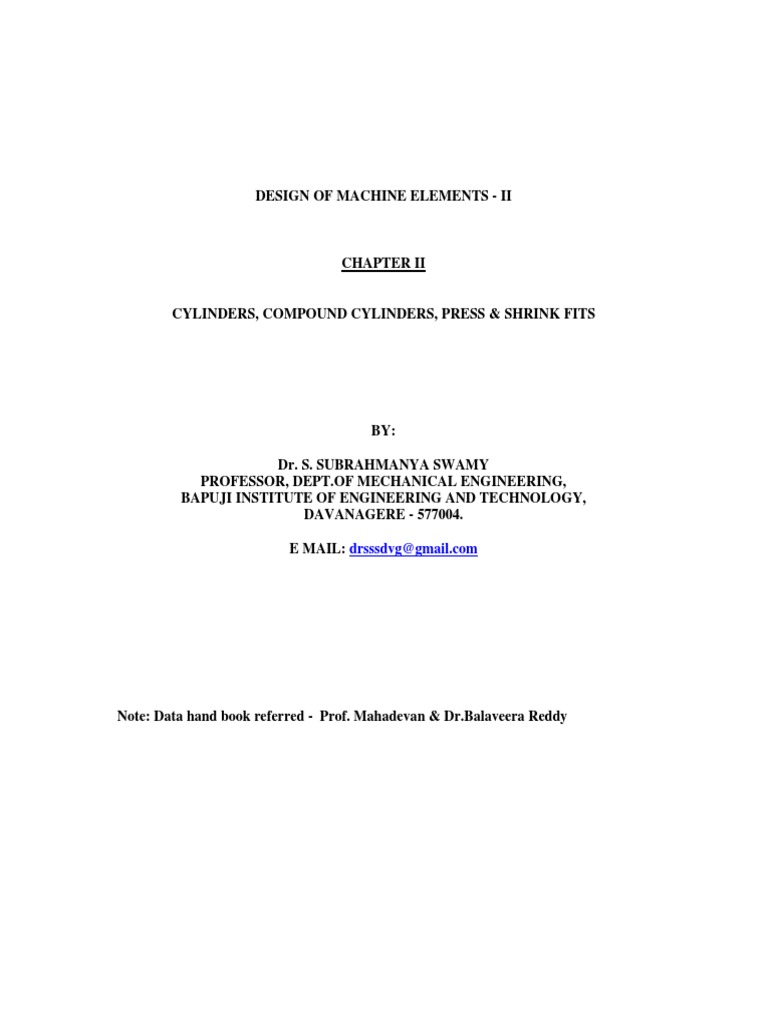 Cylinders, Compound Cylinders, Press & Shrink Fits | PDF | Stress ...