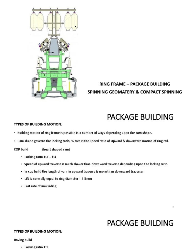 Ring Frame Package Building Mechanics | PDF | Spindle (Textiles) | Yarn
