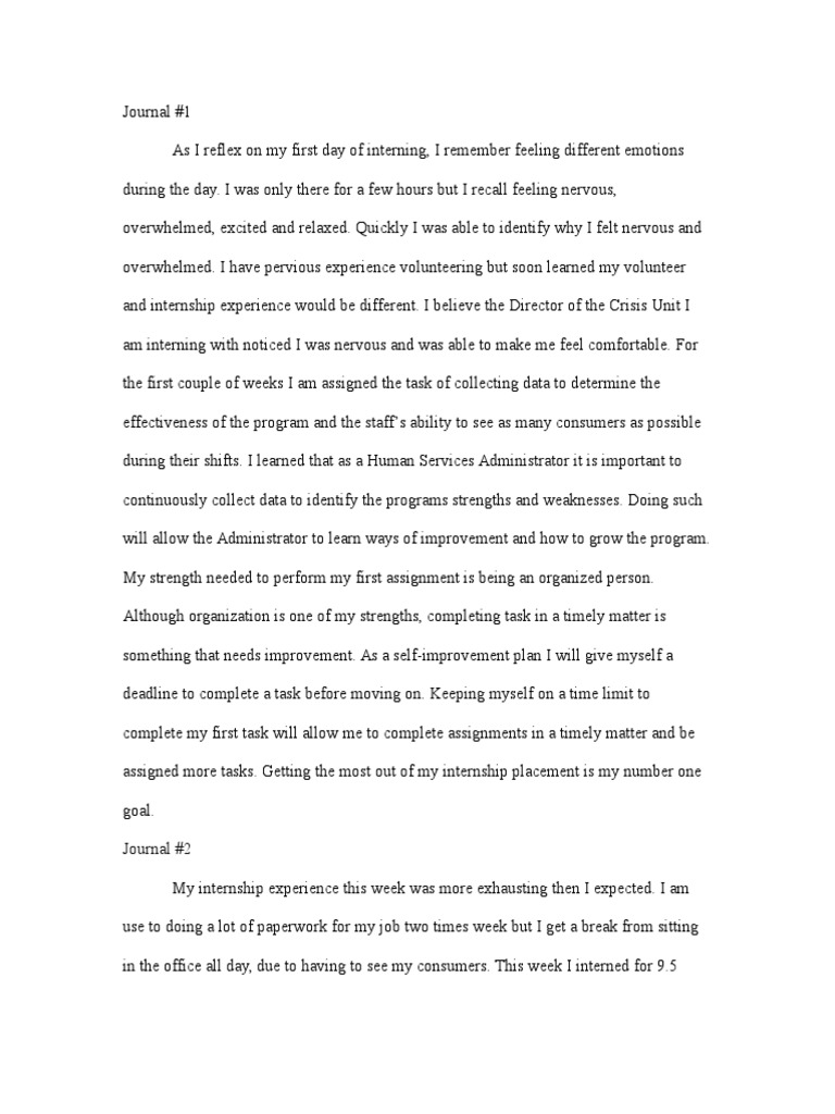weekly journals | Internship | Mental Health | Free 30-day Trial | Scribd