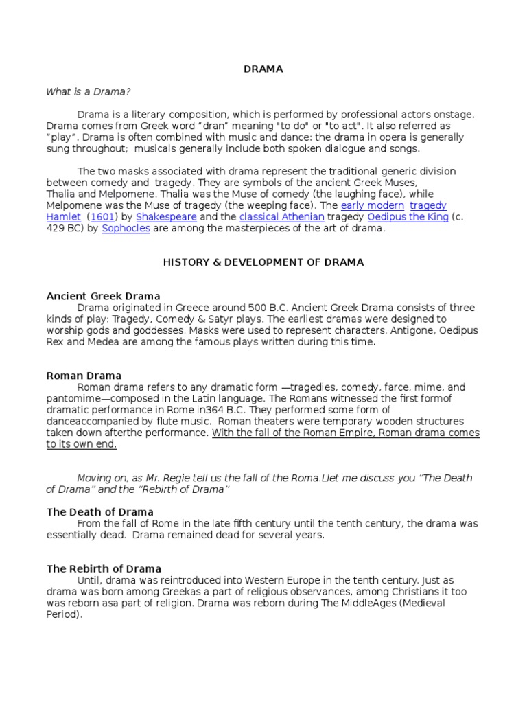 Drama Comes From Greek Words | PDF | Tragedy | Play (Theatre)