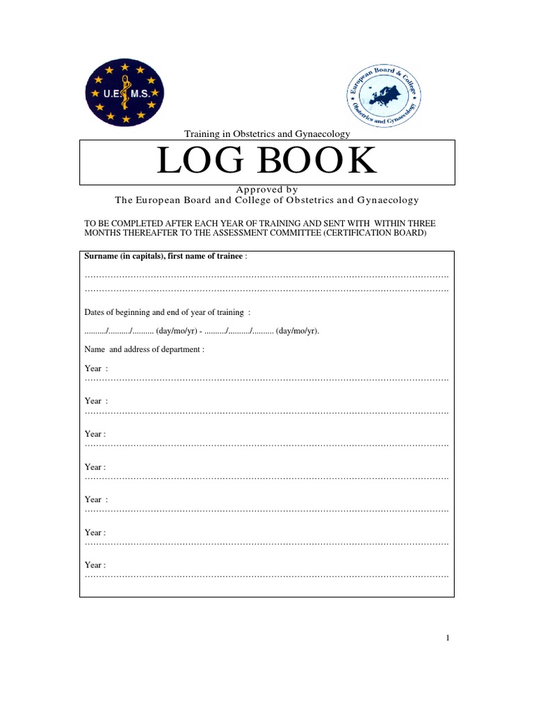 Log Book: Approved by The European Board and College of Obstetrics and ...