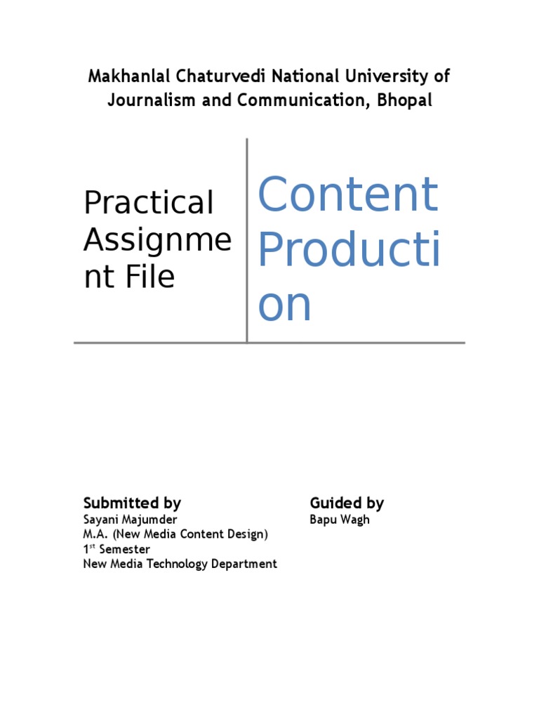 An Analysis of Content Production for a Practical Assignment at ...