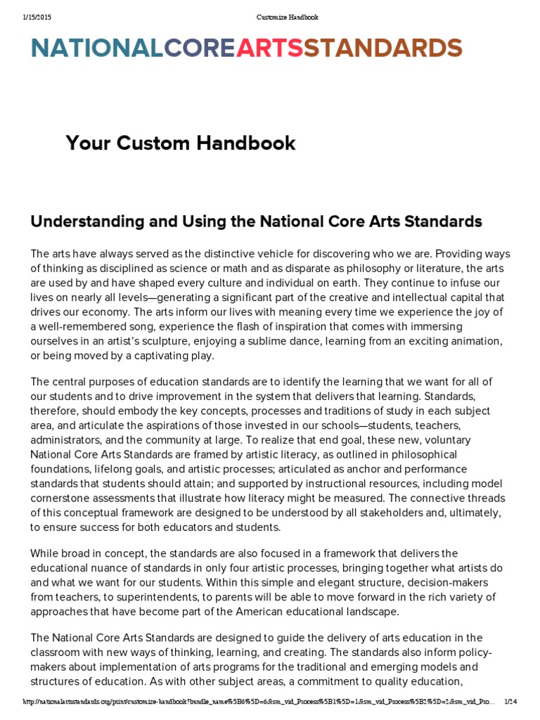National Core Arts Standards Overview | PDF | Career & Growth | Art