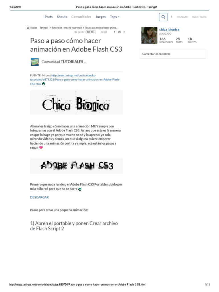 Paso A Paso Cómo Hacer Animación en Adobe Flash CS3 | PDF | Animación por computadora | Informática