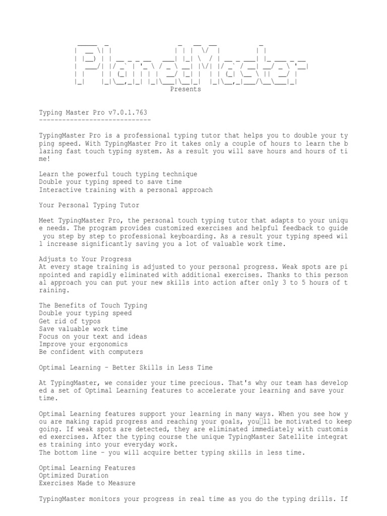 Typing Master Pro Keys | PDF | Internet | Learning