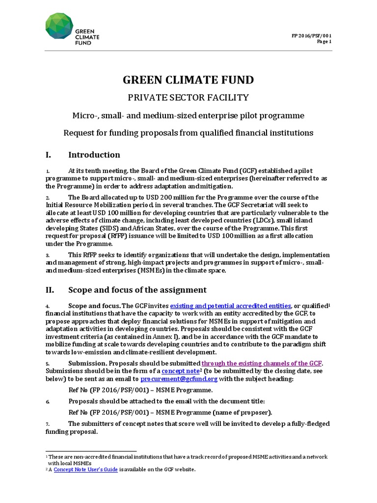 GCF Msme Pilot Program PDF | PDF | Economies | Business