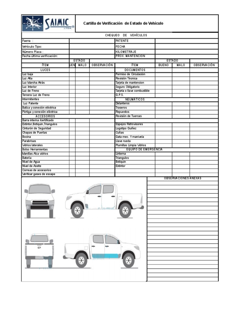 Check List Camioneta